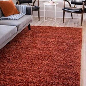 Unique Loom Solid Shag Collection Area Rug (4' 1" x 6' 1", Terracotta)