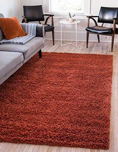 Unique Loom Solid Shag Collection Area Rug (4' 1" x 6' 1", Terracotta)