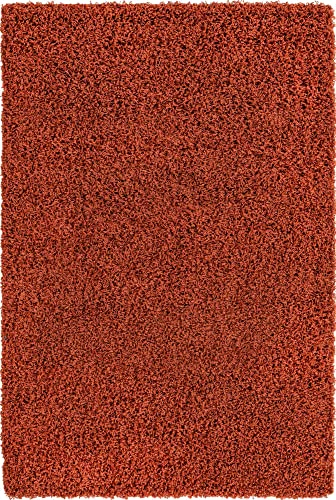 Unique Loom Solid Shag Collection Area Rug (4' 1" x 6' 1", Terracotta)