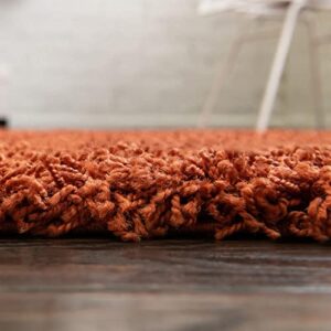 Unique Loom Solid Shag Collection Area Rug (4' 1" x 6' 1", Terracotta)