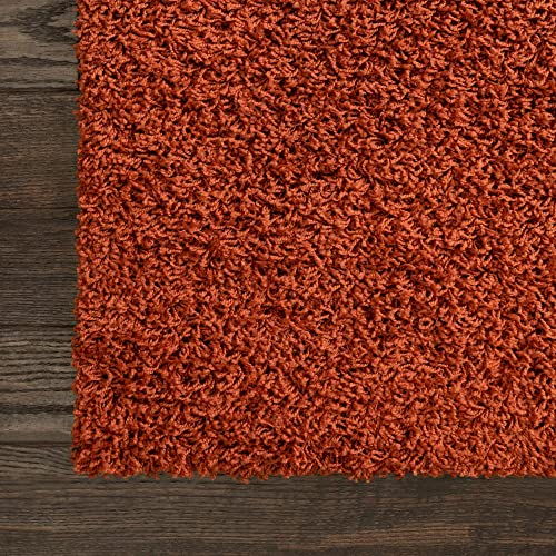 Unique Loom Solid Shag Collection Area Rug (4' 1" x 6' 1", Terracotta)