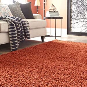 Unique Loom Solid Shag Collection Area Rug (4' 1" x 6' 1", Terracotta)