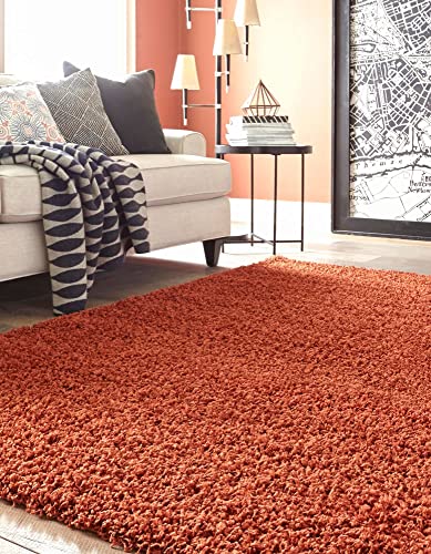 Unique Loom Solid Shag Collection Area Rug (4' 1" x 6' 1", Terracotta)