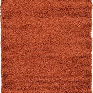 Unique Loom Solid Shag Collection Area Rug (4' 1" x 6' 1", Terracotta)