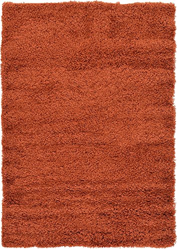 Unique Loom Solid Shag Collection Area Rug (4' 1" x 6' 1", Terracotta)