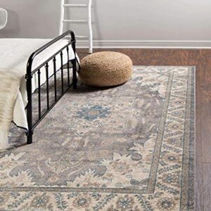 Unique Loom Salzburg Collection Classic Traditional Design Oriental Inspired Border Area Rug, 9 ft x 12 ft, Gray/Beige