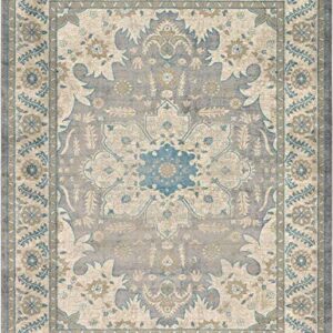 Unique Loom Salzburg Collection Classic Traditional Design Oriental Inspired Border Area Rug, 9 ft x 12 ft, Gray/Beige