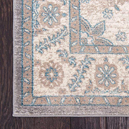 Unique Loom Salzburg Collection Classic Traditional Design Oriental Inspired Border Area Rug, 9 ft x 12 ft, Gray/Beige