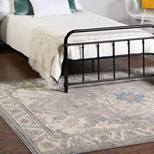 Unique Loom Salzburg Collection Classic Traditional Design Oriental Inspired Border Area Rug, 9 ft x 12 ft, Gray/Beige