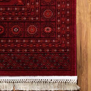 Unique Loom Tekke Collection Over-Dyed Saturated Traditional Torkaman Area Rug, 7 ft x 10 ft, Red/Burgundy