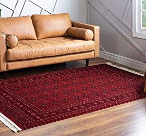 Unique Loom Tekke Collection Over-Dyed Saturated Traditional Torkaman Area Rug, 7 ft x 10 ft, Red/Burgundy