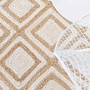 Unique Loom Braided Jute Collection Classic Quality Made Hand Woven with Geometric Design Area Rug, 9' 0" x 12' 0", Ivory/Natural