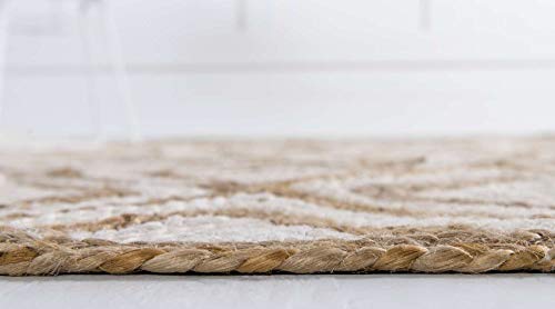 Unique Loom Braided Jute Collection Classic Quality Made Hand Woven with Geometric Design Area Rug, 9' 0" x 12' 0", Ivory/Natural