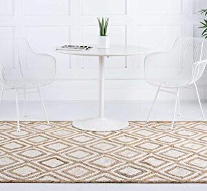 Unique Loom Braided Jute Collection Classic Quality Made Hand Woven with Geometric Design Area Rug, 9' 0" x 12' 0", Ivory/Natural