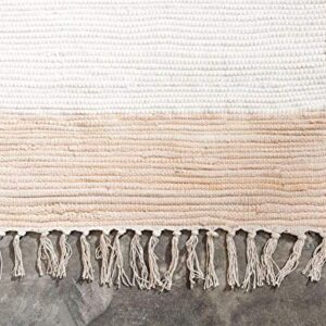 Unique Loom Chindi Rag Collection Hand Woven Striped Natural Fibers Beige Area Rug (8' 0 x 10' 0)