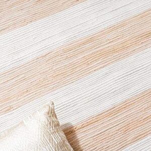 Unique Loom Chindi Rag Collection Hand Woven Striped Natural Fibers Beige Area Rug (8' 0 x 10' 0)