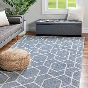 Unique Loom Eco Trellis Collection Area Rug - Mondo (Rectangular 7' 10" x 10' 0", Harbor Blue/ Ivory)