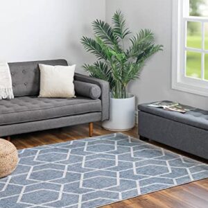 Unique Loom Eco Trellis Collection Area Rug - Mondo (Rectangular 7' 10" x 10' 0", Harbor Blue/ Ivory)