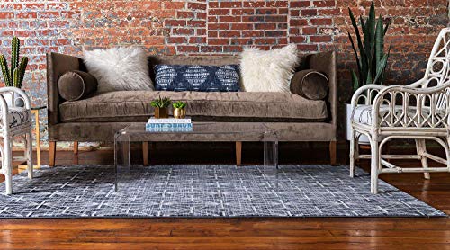 Unique Loom Uptown Collection by Jill Zarin Collection Geometric Modern Navy Blue Area Rug (8' 0 x 10' 0)