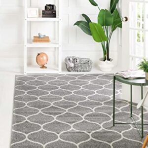 Unique Loom Trellis Frieze Collection Area Rug - Rounded (8' x 10', Light Gray/ Ivory)