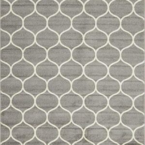 Unique Loom Trellis Frieze Collection Area Rug - Rounded (8' x 10', Light Gray/ Ivory)