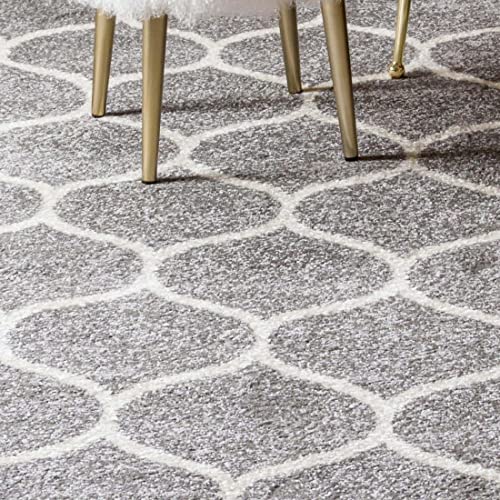 Unique Loom Trellis Frieze Collection Area Rug - Rounded (8' x 10', Light Gray/ Ivory)