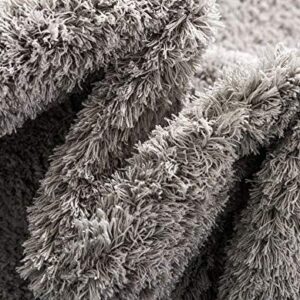 Unique Loom Studio Solid Shag Collection Urban Modern Super Soft & Plush Area Rug, 9 ft x 12 ft, Light Gray