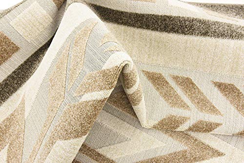 Unique Loom Modern Collection Geometric, High-Low Pile, Vintage, Arrows, Indoor and Outdoor Area Rug, 9 ft x 12 ft, Light Brown/Beige