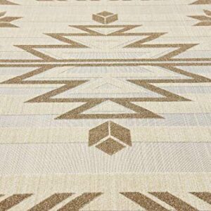 Unique Loom Modern Collection Geometric, High-Low Pile, Vintage, Arrows, Indoor and Outdoor Area Rug, 9 ft x 12 ft, Light Brown/Beige