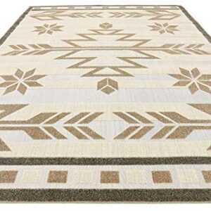 Unique Loom Modern Collection Geometric, High-Low Pile, Vintage, Arrows, Indoor and Outdoor Area Rug, 9 ft x 12 ft, Light Brown/Beige