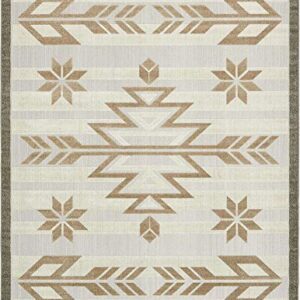 Unique Loom Modern Collection Geometric, High-Low Pile, Vintage, Arrows, Indoor and Outdoor Area Rug, 9 ft x 12 ft, Light Brown/Beige