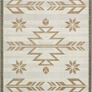 Unique Loom Modern Collection Geometric, High-Low Pile, Vintage, Arrows, Indoor and Outdoor Area Rug, 9 ft x 12 ft, Light Brown/Beige