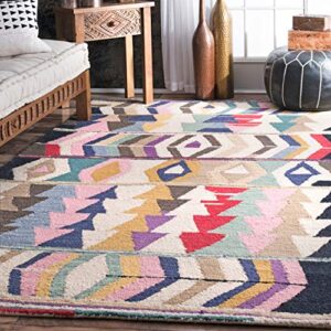 nuloom ofelia bohemian wool area rug, 5′ x 8′, multi