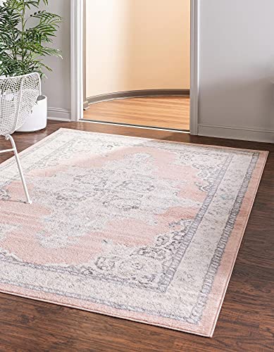 Unique Loom Parker Collection Area Rug - Merakli (10' x 14' Rectangle, Rose/Gray)