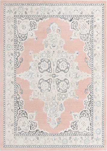 Unique Loom Parker Collection Area Rug - Merakli (10' x 14' Rectangle, Rose/Gray)