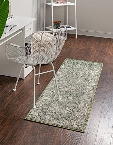 Unique Loom Isabella Collection Area Rug - Adjani (2' 7" x 16' 5" Runner, Green/Ivory)