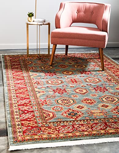 Unique Loom Sahand Collection Area Rug - Alexander (4' 1" x 6' 1" Rectangle, Light Blue/Light Brown)