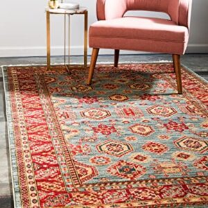 Unique Loom Sahand Collection Area Rug - Alexander (4' 1" x 6' 1" Rectangle, Light Blue/Light Brown)