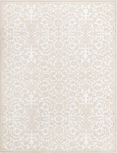 Unique Loom Rushmore Collection Area Rug - TAFT (9' x 12' Rectangle, Snow White/Beige)