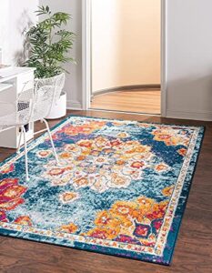 unique loom parker collection area rug – kokulu (10′ x 14′ rectangle, multi/blue)