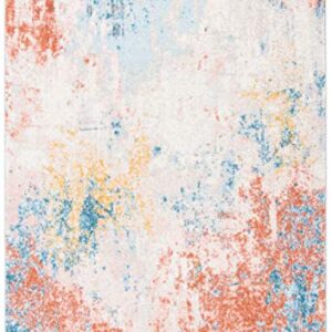 SAFAVIEH Tulum Collection 5'3" x 7'6" Ivory / Pink TUL207A Modern Abstract Non-Shedding Living Room Bedroom Dining Home Office Area Rug