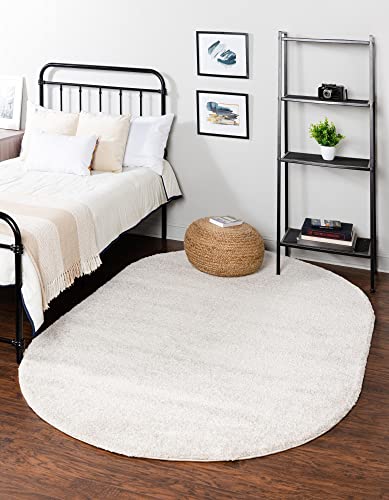 Unique Loom Solo Collection Area Rug - Calabasas (3' 3" x 5' 3" Oval, Ivory)