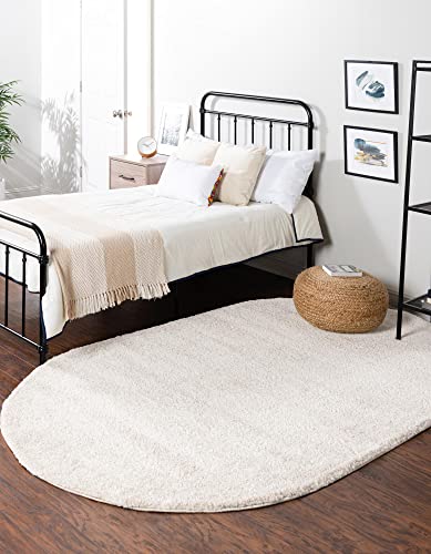 Unique Loom Solo Collection Area Rug - Calabasas (3' 3" x 5' 3" Oval, Ivory)