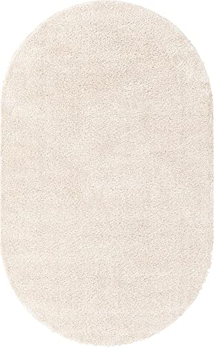 Unique Loom Solo Collection Area Rug - Calabasas (3' 3" x 5' 3" Oval, Ivory)