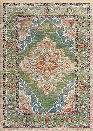 Unique Loom Isabella Collection Area Rug - Rossellini (10' x 14' Rectangle, Green/Blue)