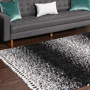 Unique Loom Hygge Shag Collection Area Rug - Gradient (9' x 12' Rectangle, Black and White)