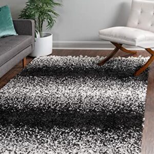 Unique Loom Hygge Shag Collection Area Rug - Gradient (9' x 12' Rectangle, Black and White)