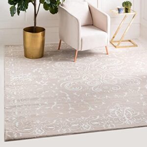 unique loom rushmore collection area rug – adams (6′ square, beige/ivory)