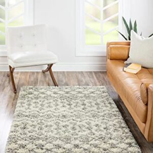 Unique Loom Moroccan Trellis Shag Collection Area Rug - Meknes (6' x 9' Rectangle, Ivory/Gray)