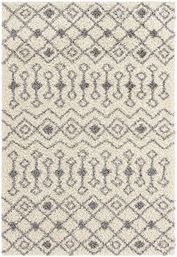 Unique Loom Moroccan Trellis Shag Collection Area Rug - Meknes (6' x 9' Rectangle, Ivory/Gray)